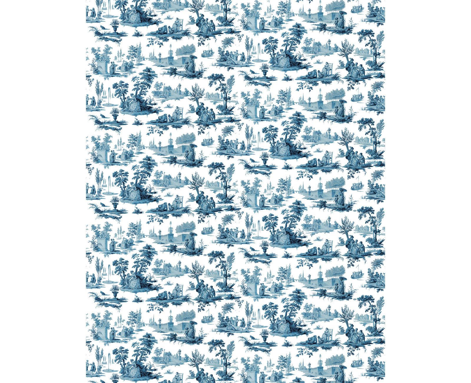 Wallpaper - Blue Toile de Jouy | Country patterns